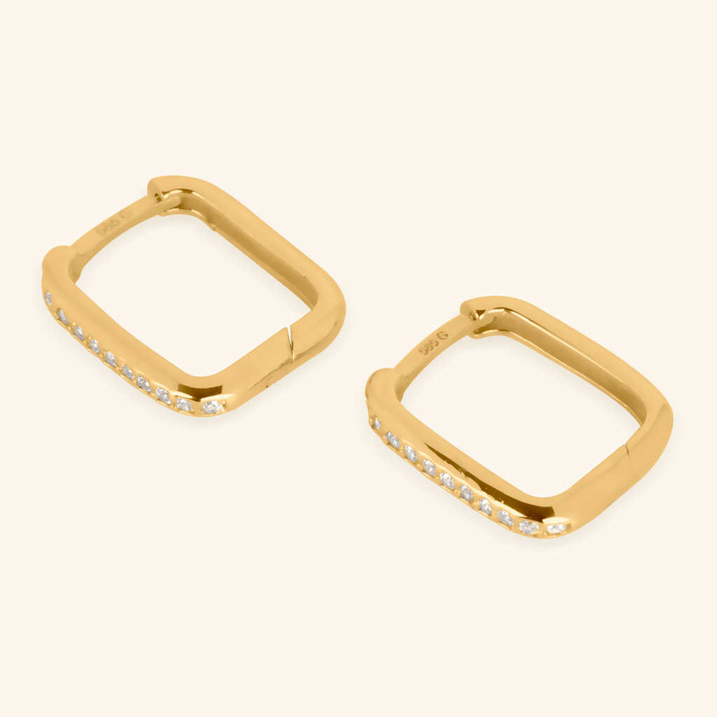 Pavé Square Hoops – Foundry